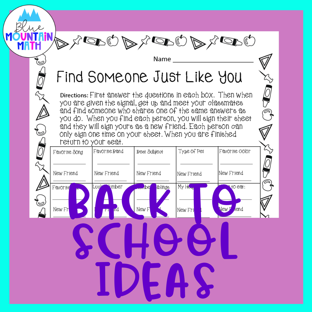 Back to School Ideas - Blue Mountain Math